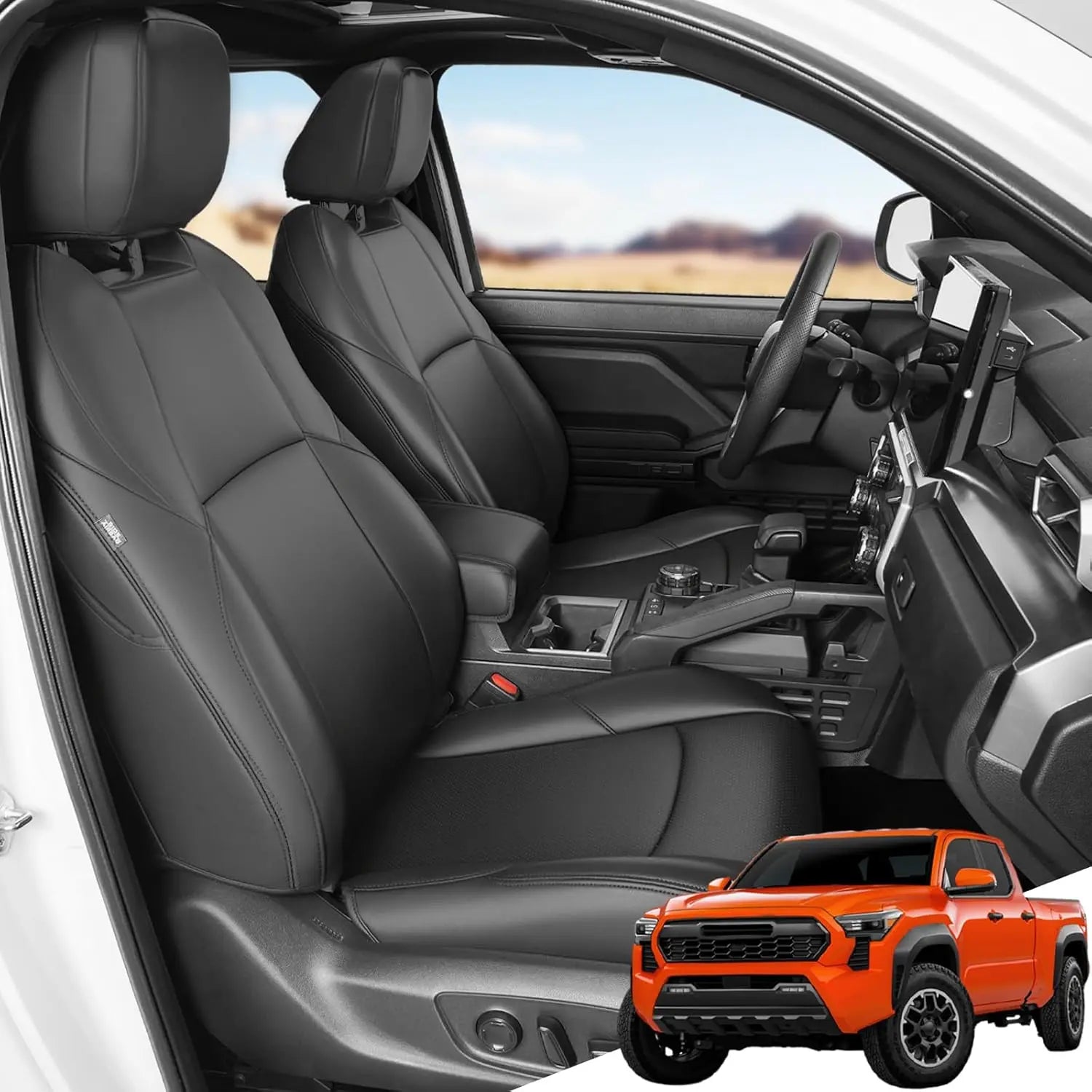 TRUMGETA Full Coverage Seat Covers for Toyota Tacoma 2024 2025 (5 Seats, Black)